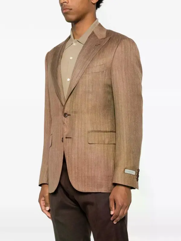 Canali Herringbone-pattern Notch-lapels Blazer