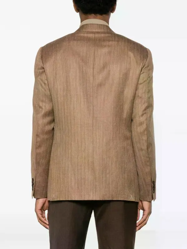 Canali Herringbone-pattern Notch-lapels Blazer