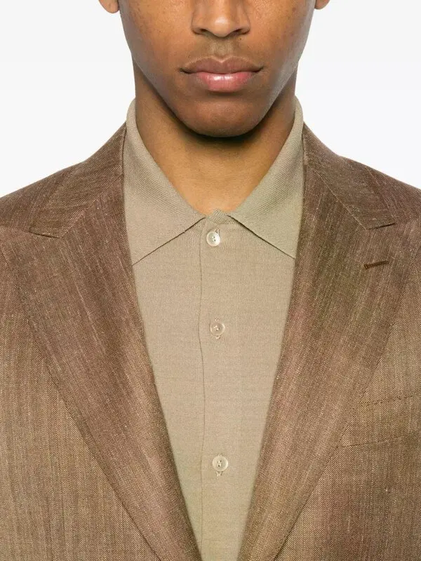 Canali Herringbone-pattern Notch-lapels Blazer