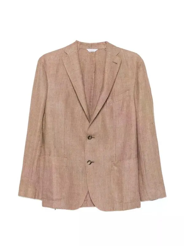 Boglioli Herringbone-weave Single-breasted Blazer - Brown