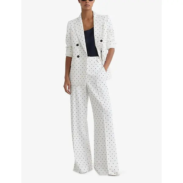 REISS Beatrix Polka-dot Woven Trousers