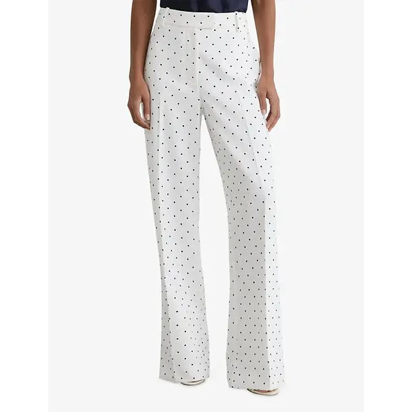 REISS Beatrix Polka-dot Woven Trousers