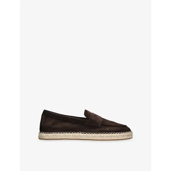 Santoni Suede Espadrille Loafers - Dark Brown