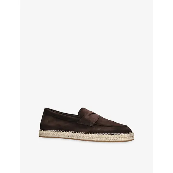Santoni Suede Espadrille Loafers - Dark Brown