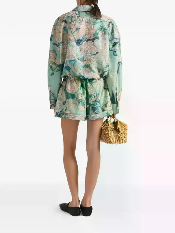 Givenchy Rose-print Cropped Silk Shirt