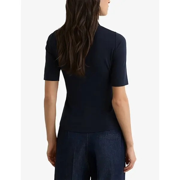 REISS Short Sleeve Zip Front Polo