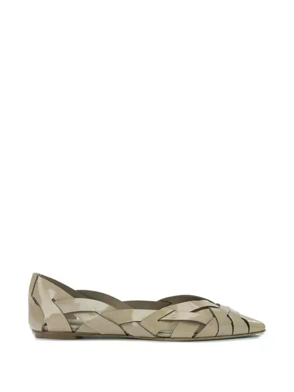 DEL CARLO Interwoven Pointed-toe Ballet Flats