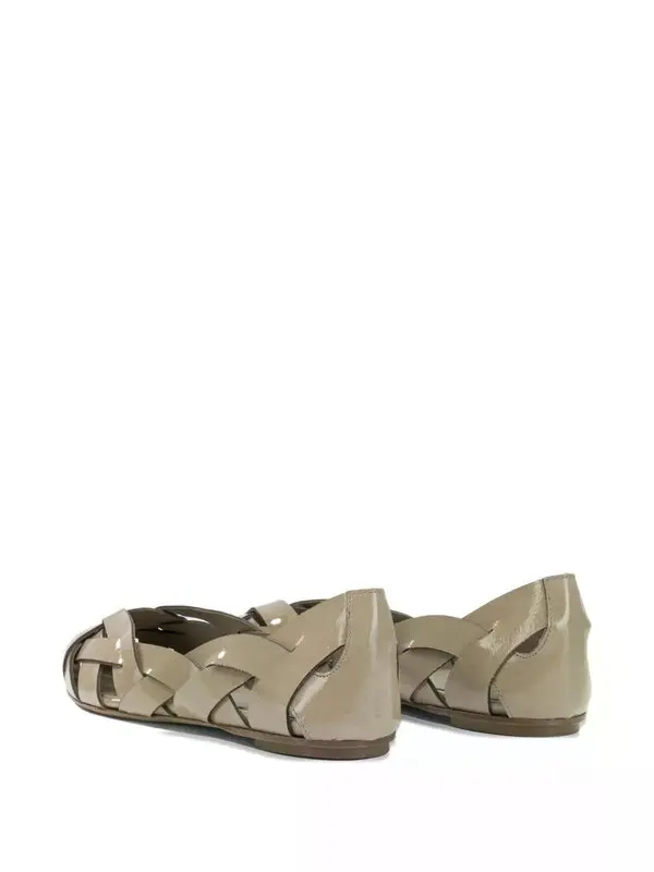 DEL CARLO Interwoven Pointed-toe Ballet Flats