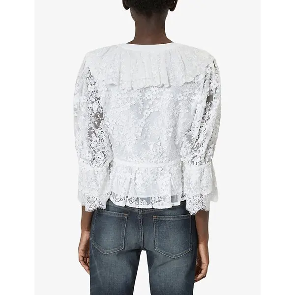 The Kooples Lace V-neck Woven Top