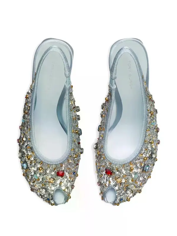 Tory Burch Peep-toe Embellished Slingback Pumps