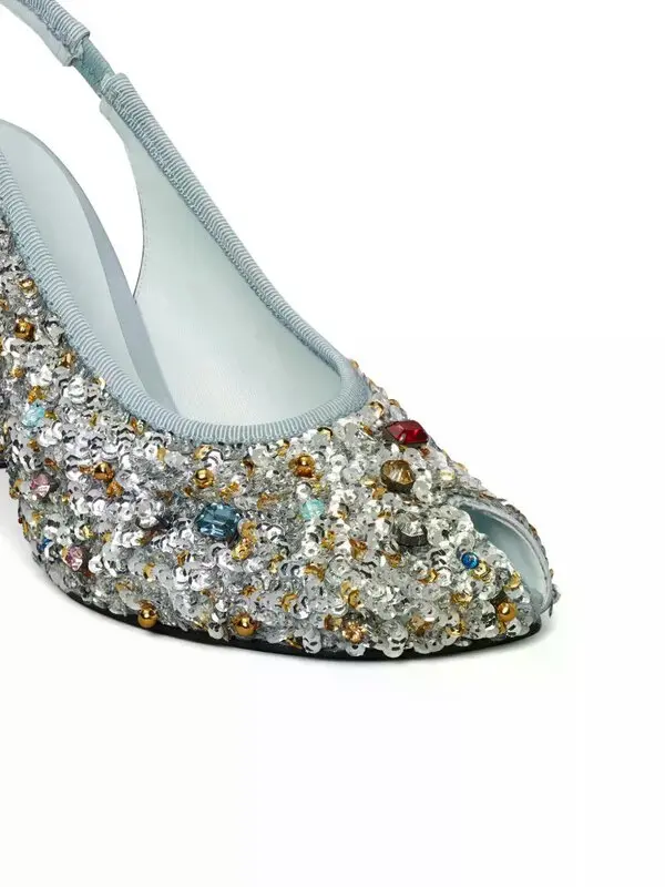 Tory Burch Peep-toe Embellished Slingback Pumps