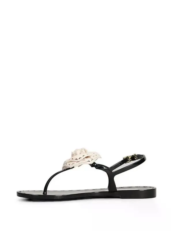 Menghi Afrodite Floral-applique Slingback Sandals