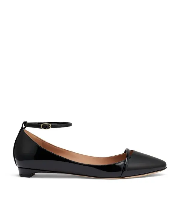 MALONE SOULIERS Patent Leather Mary Ballet Flats - Black