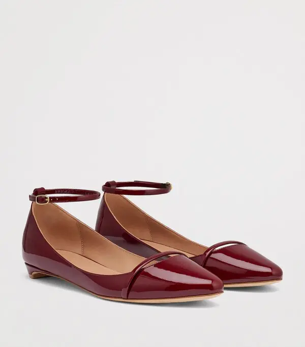 MALONE SOULIERS Patent Leather Mary Jane Ballet Flats - Burgundy