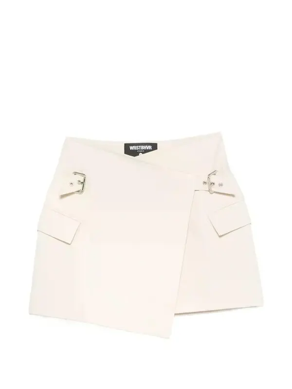 WRSTBHVR Buckle-detail Wrap Mini Skirt - Neutrals