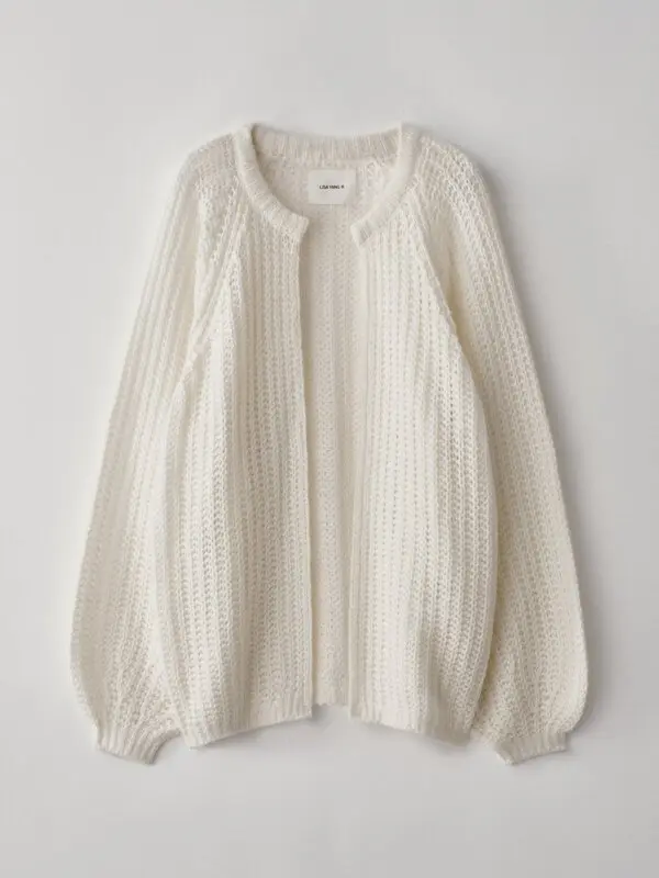 LISA YANG Thena Cardigan In Silk Cashmere Rib Knit - Cream