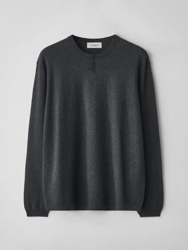 LISA YANG Carsten Fine Knit Cotton Cashmere Sweater - Eclipse