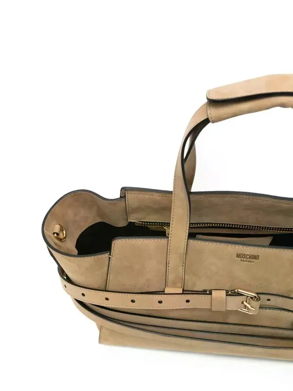 Moschino Tie Me Buckle-detail Shoulder Bag - Neutrals