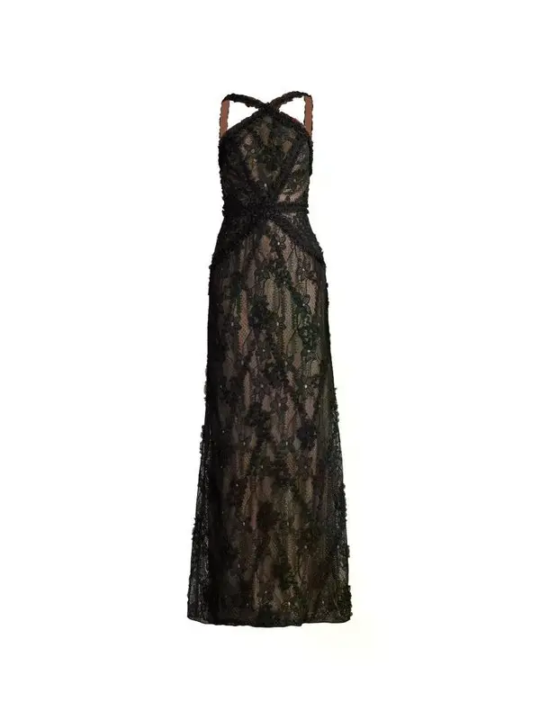 Tadashi Shoji Kaiti Ruffled Lace Gown - Black
