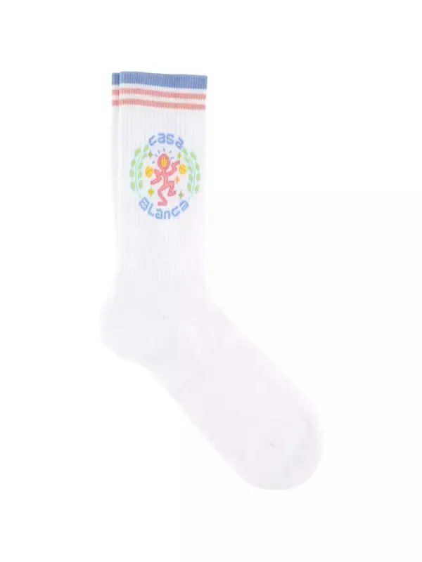 Casablanca Ribbed Knit Logo Socks