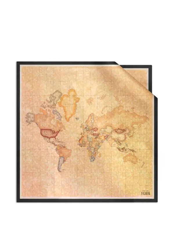 ALVIERO MARTINI 1° CLASSE Geo Map-print Silk Scarf