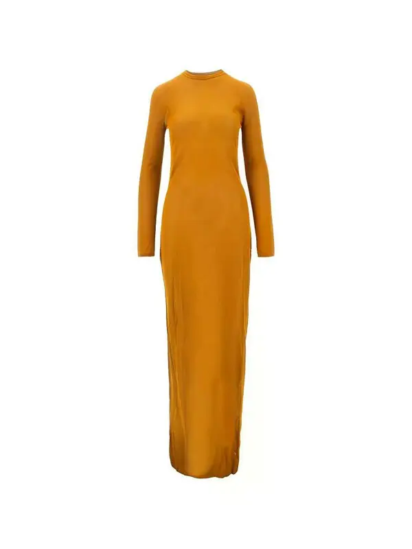 Saint Laurent Semi-sheer Long-sleeve Maxi Dress - Orange