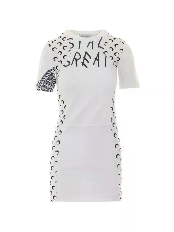 MARINE SERRE Crescent Moon Print Mini Dress - White