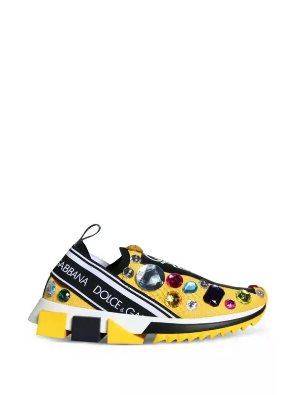Dolce & Gabbana Sorrento Crystal-embellished Sneakers - Yellow