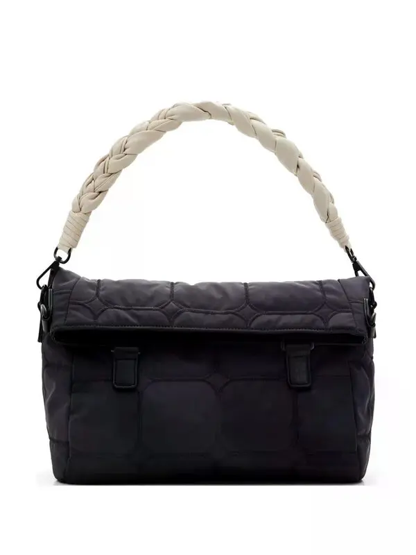 Desigual Quilted Tote Bag With Braided Handle - Black