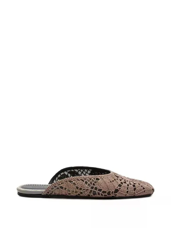 Magda Butrym Crochet-knit Floral Flat Mules - Brown