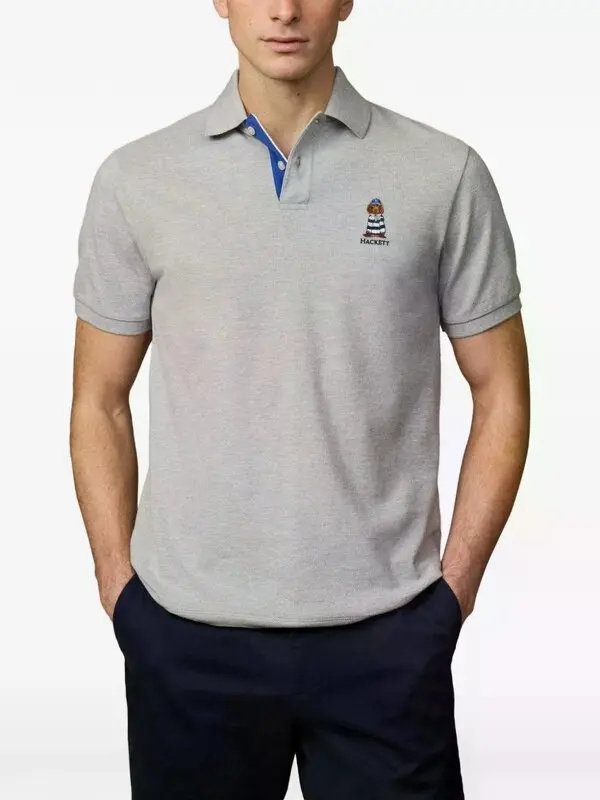HACKETT Embroidered Collar Polo Shirt - Grey