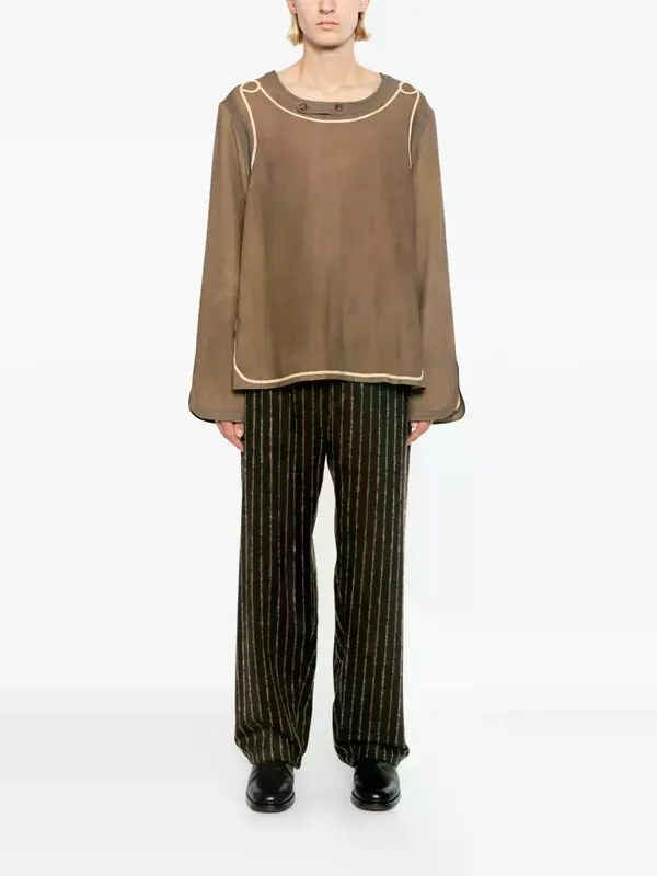 COMMUNS Piped Trim Layered Sweater - Brown
