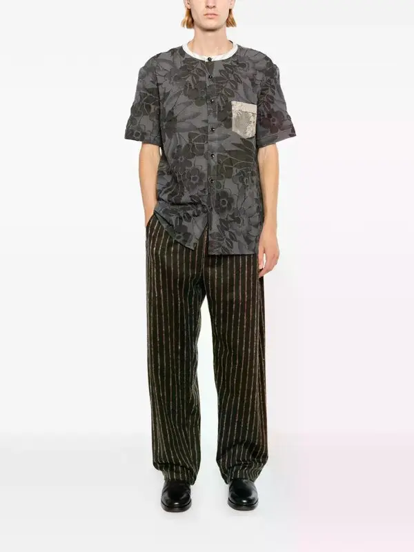 COMMUNS Floral-print Collarless Shirt