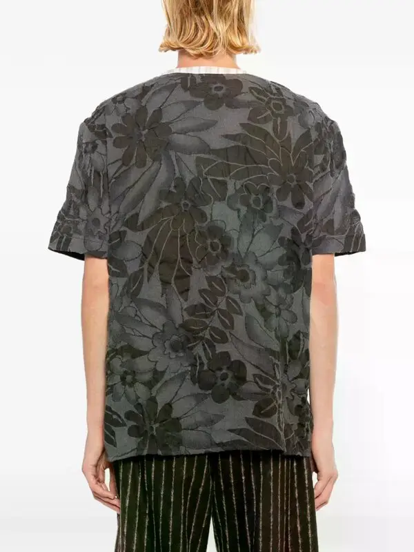 COMMUNS Floral-print Collarless Shirt