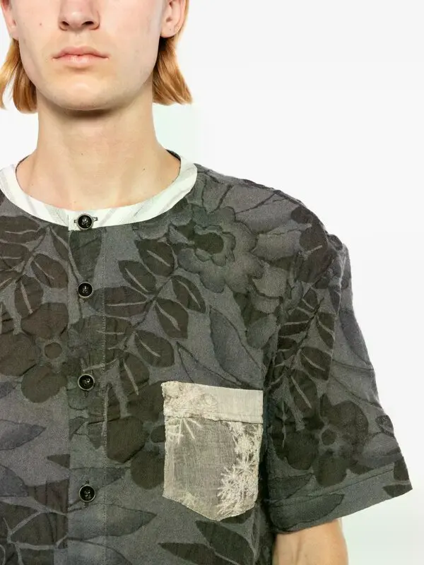 COMMUNS Floral-print Collarless Shirt