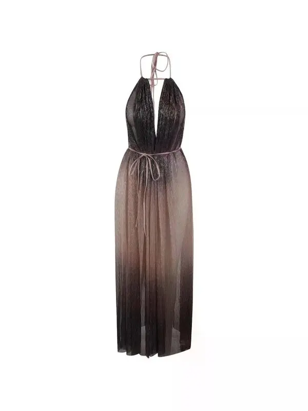 L'IDEE Daphne Pleated Halterneck Midi Dress - Grey