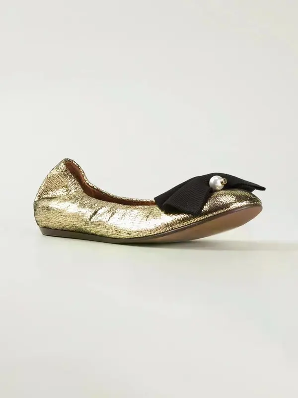 LANVIN Pearl Detail Bow Ballerinas