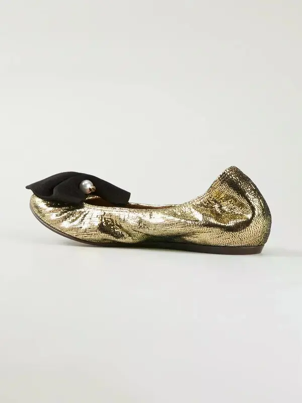 LANVIN Pearl Detail Bow Ballerinas