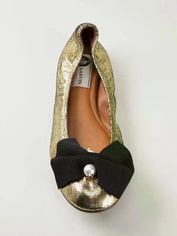 LANVIN Pearl Detail Bow Ballerinas