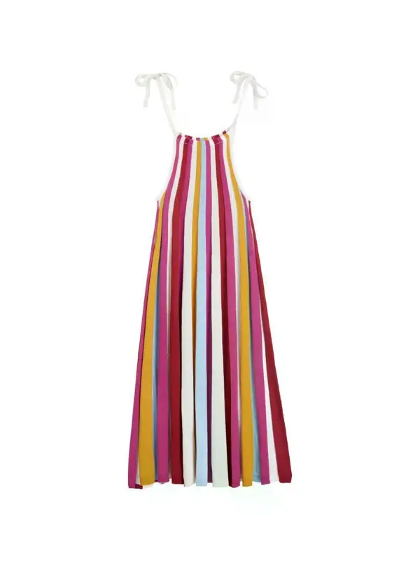 Chinti & Parker Striped Straps Midi Dress - White