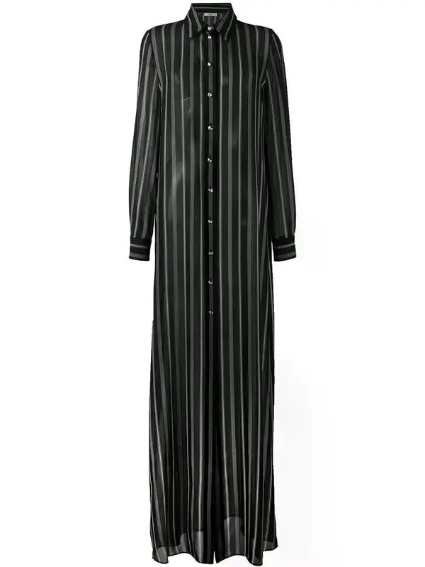 LANVIN Striped Maxi Shirt Dress - Black