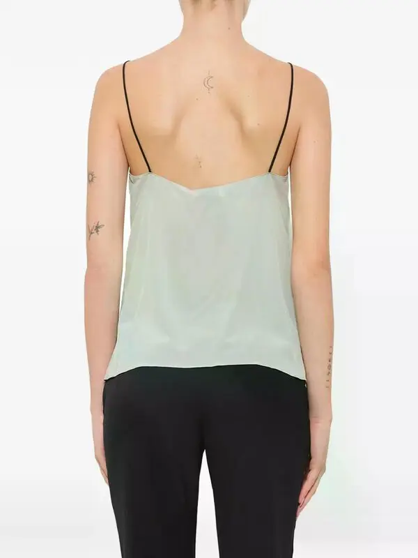 LANVIN Spaghetti Strap V-neck Silk Top