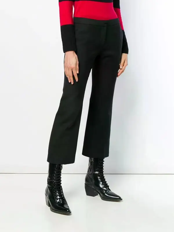 Alexander McQueen Wool & Silk Cropped Tailored Trousers - Black