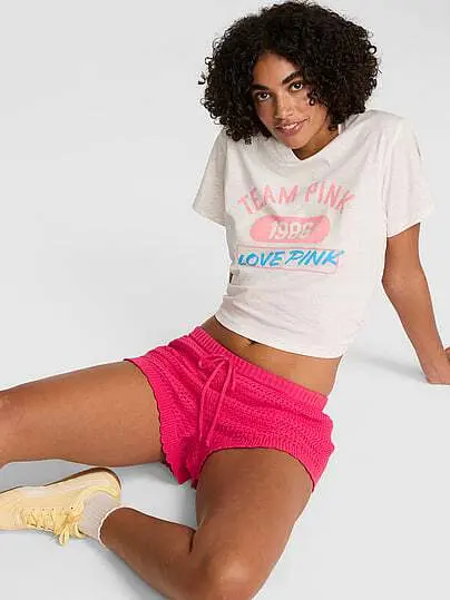 Pink Crochet Micro Shorts - Pink