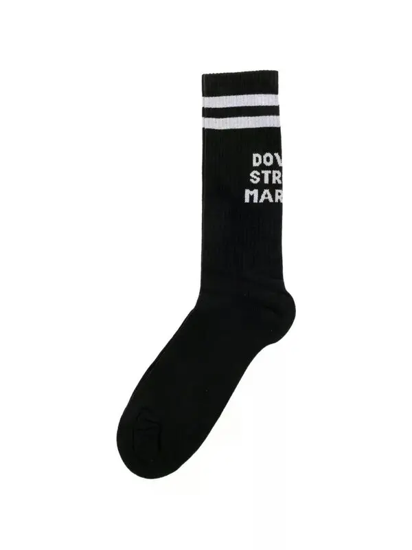 DOVER STREET MARKET Logo-print Striped Socks - Black