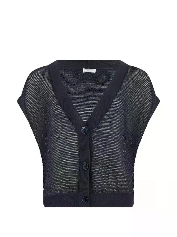 Peserico Open-knit Sleeveless Cardigan - Blue