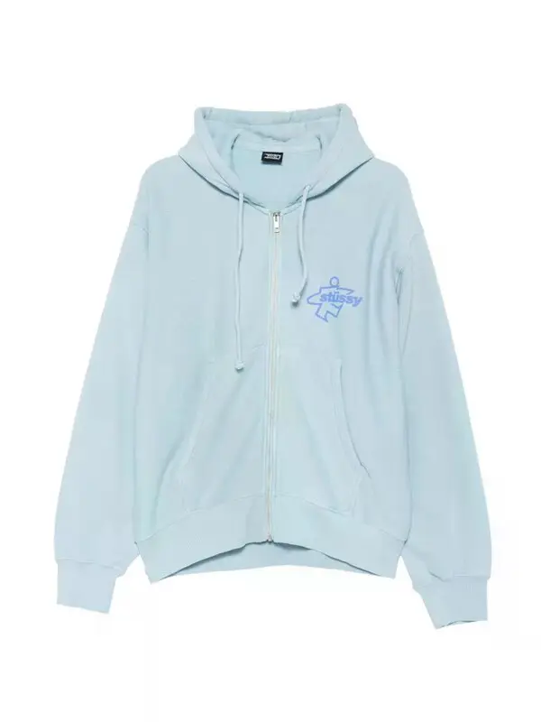 StÜssy Garment-dyed Zip-up Hoodie - Blue