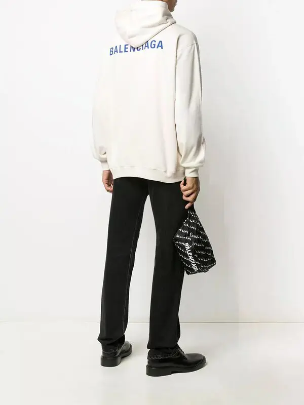 Balenciaga Logo Print Drawstring Hoodie
