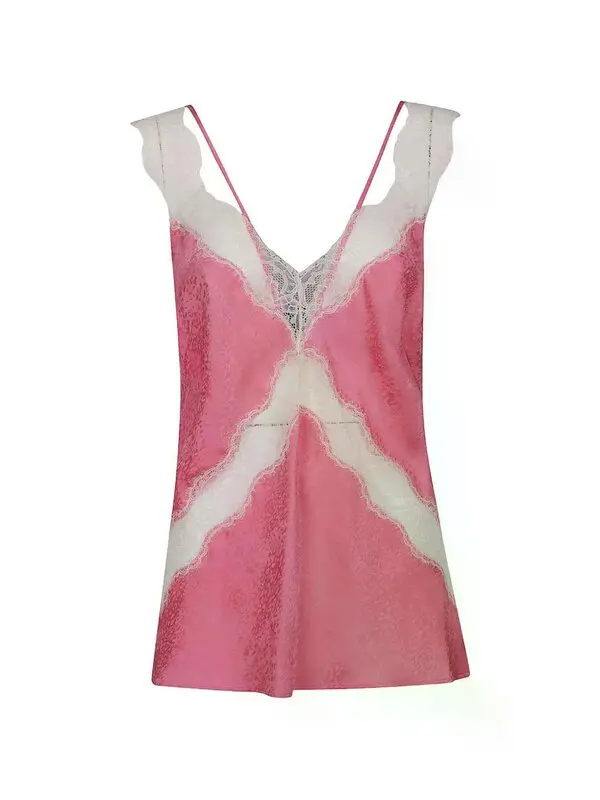 Pinko Lace-trim Jacquard Sleeveless V-neck Top