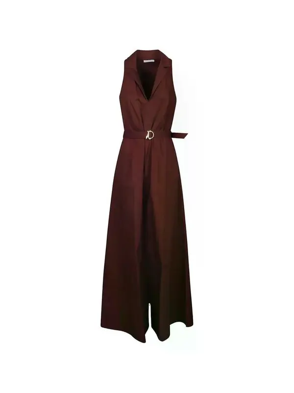 Patrizia Pepe Belted Sleeveless Maxi Dress - Brown